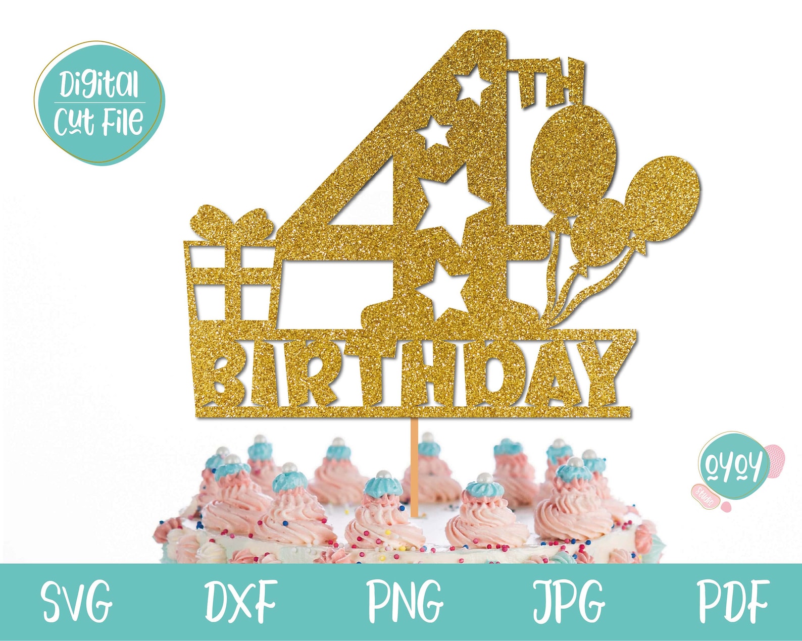 4th Birthday Cake Topper SVG 4th Birthday Girl SVG 4th | Etsy