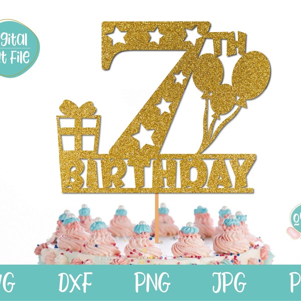 Happy 7th Birthday Cake Topper Svg - Etsy