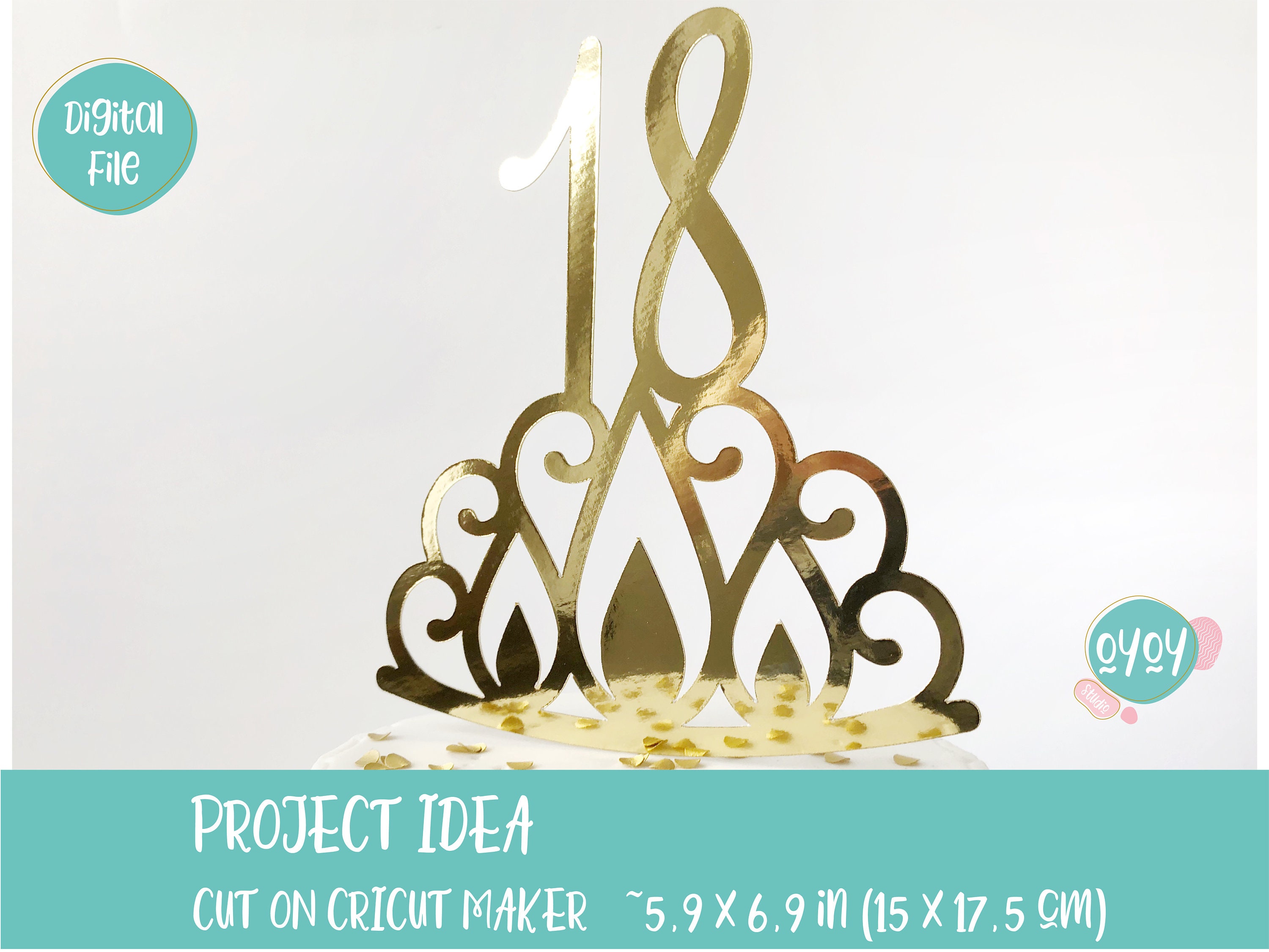 18th Birthday Cake Topper With Crown SVG, Cake Topper Svg, Eighteenth ...