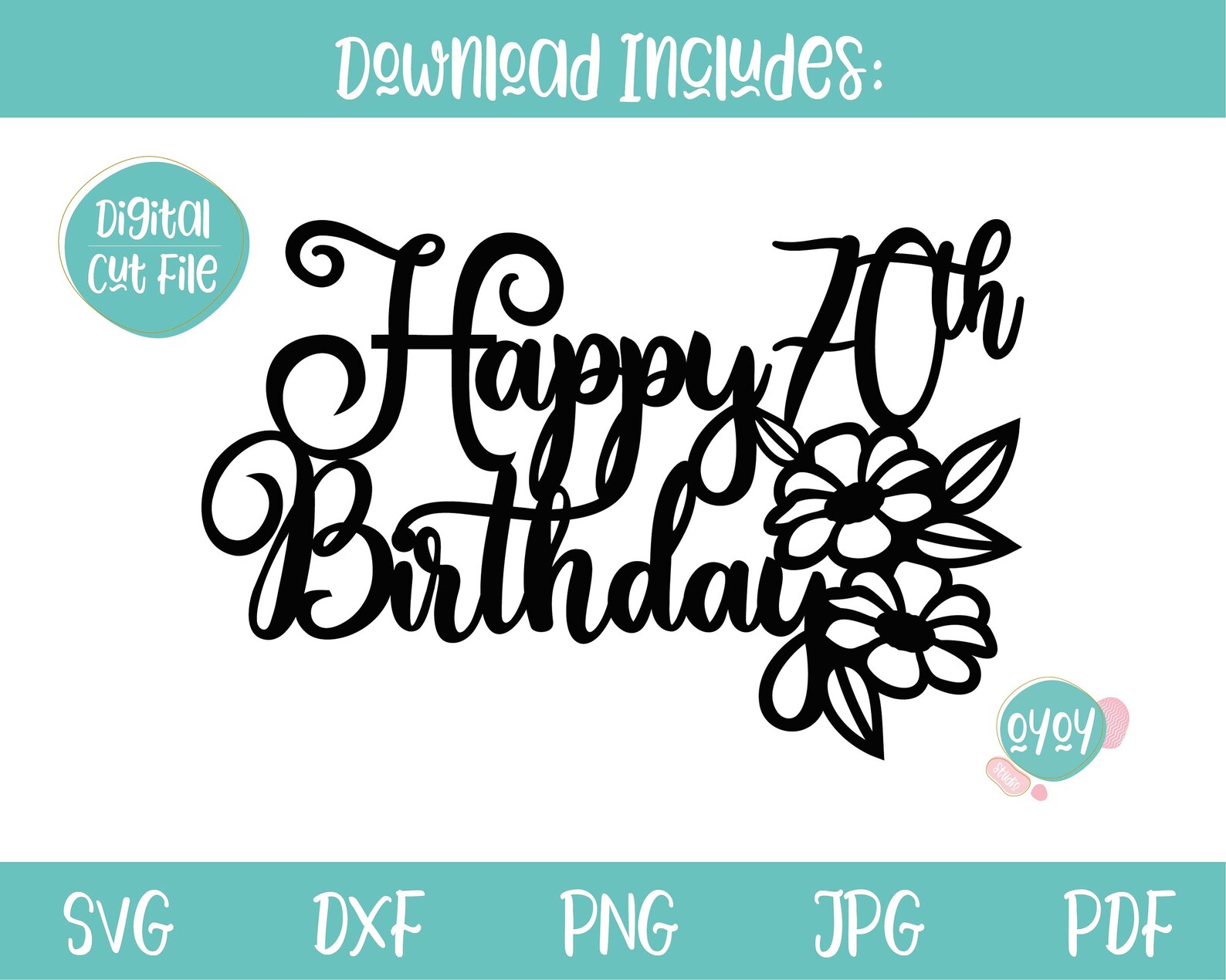 70th Birthday SVG Cake Topper SVG Happy 70th Birthday Svg - Etsy