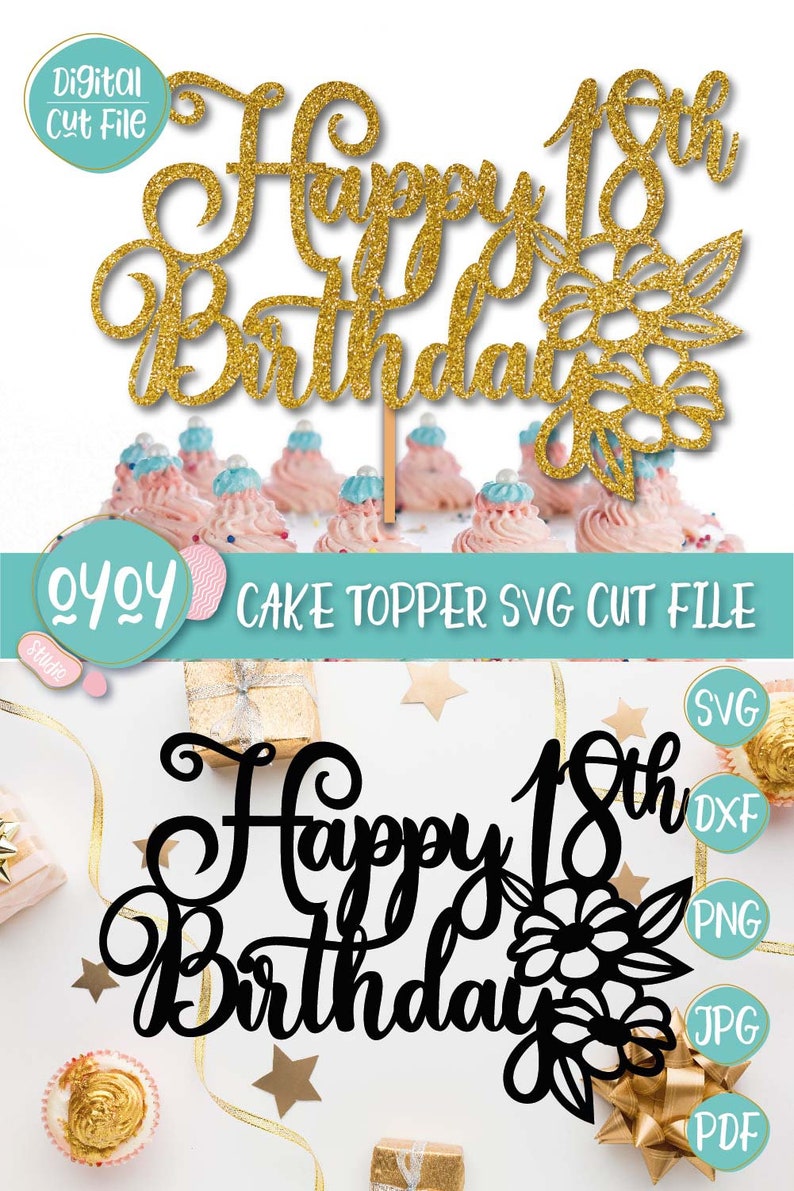 18th Birthday Svg Cake Topper Svg Happy 18th Birthday Svg - Etsy Australia