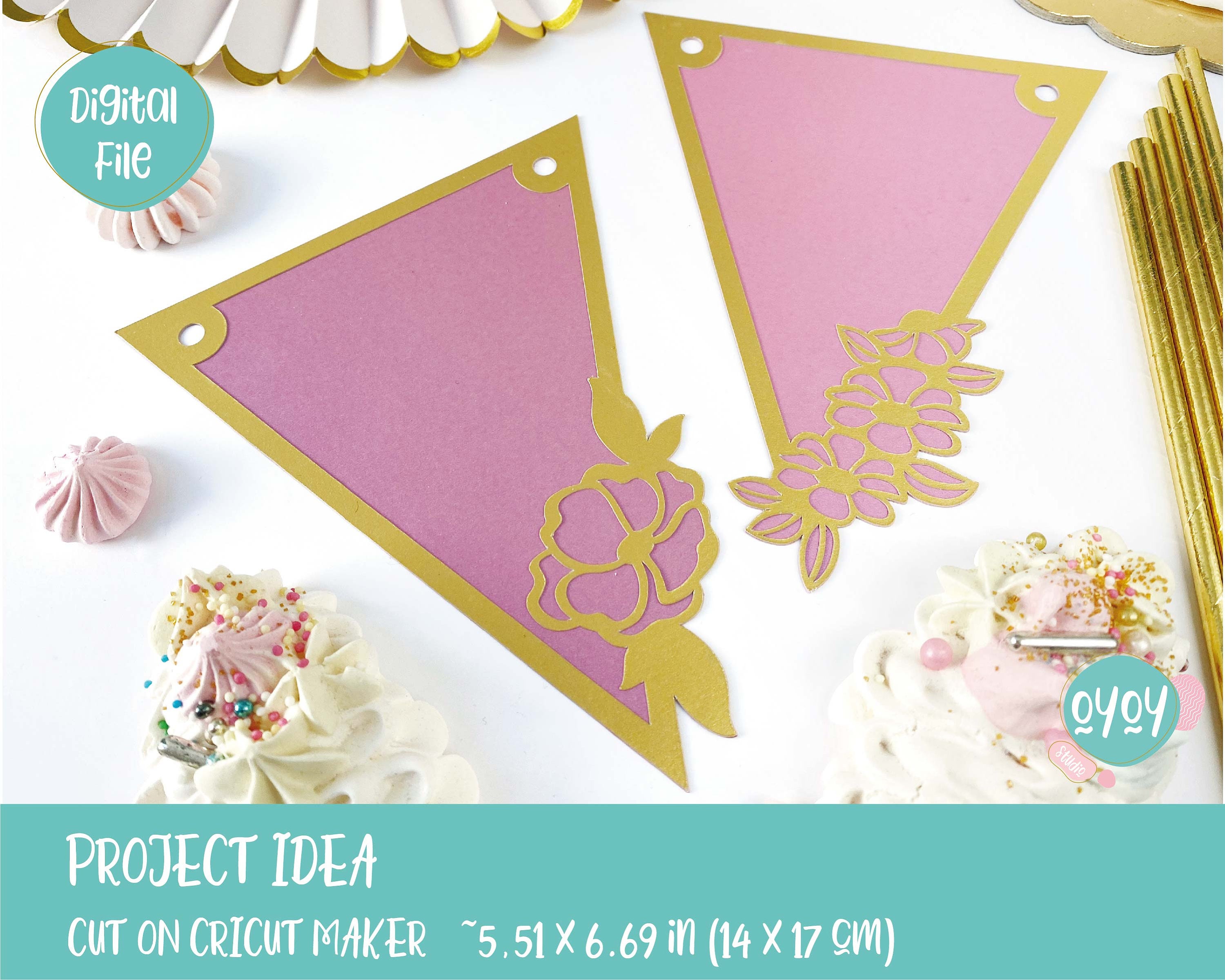 Floral Banner SVG Bunting Banner SVG Birthday Banner Svg for | Etsy