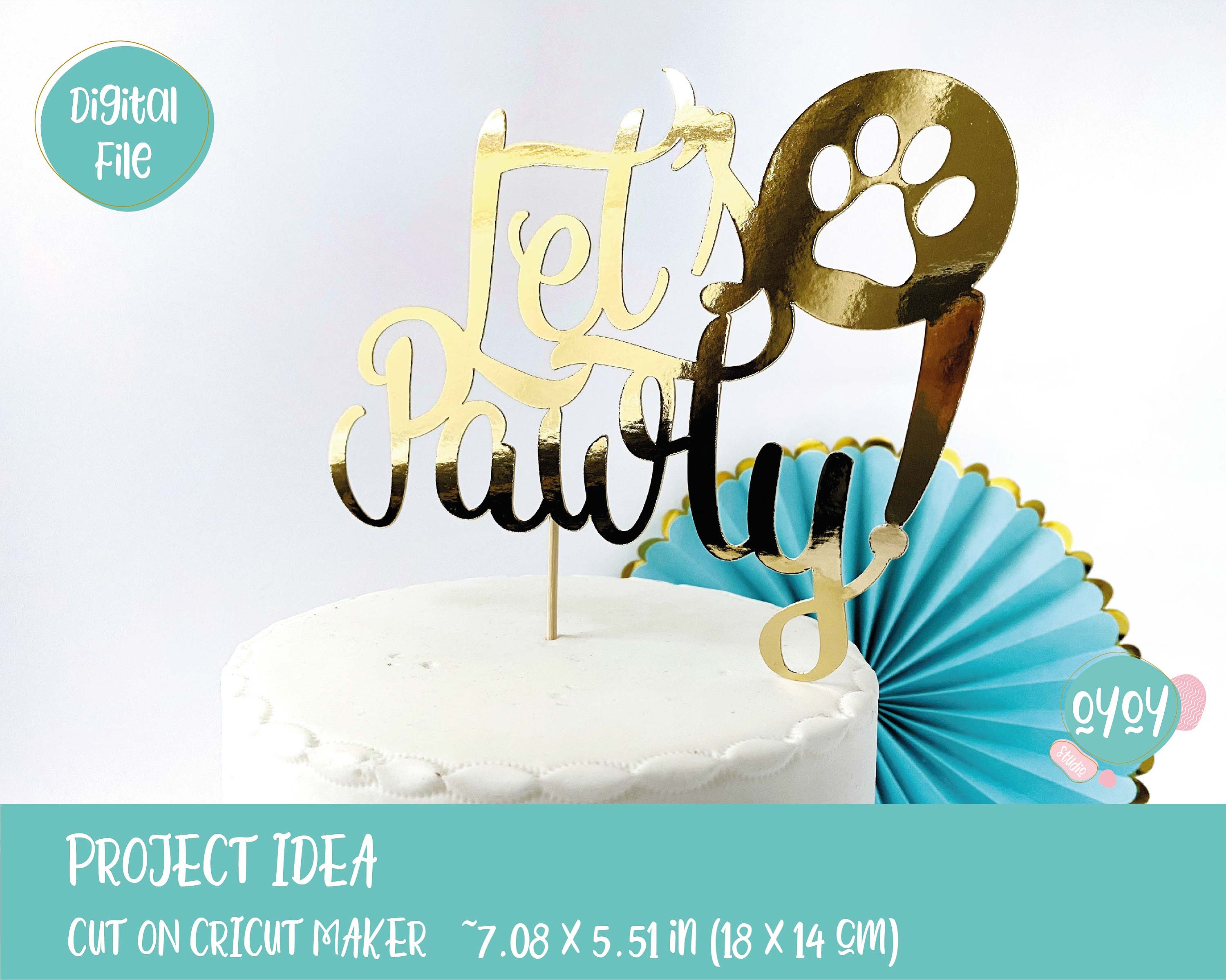 Puppy Birthday Svg, Dog Birthday Cake Topper SVG, Let's Pawty Cake ...