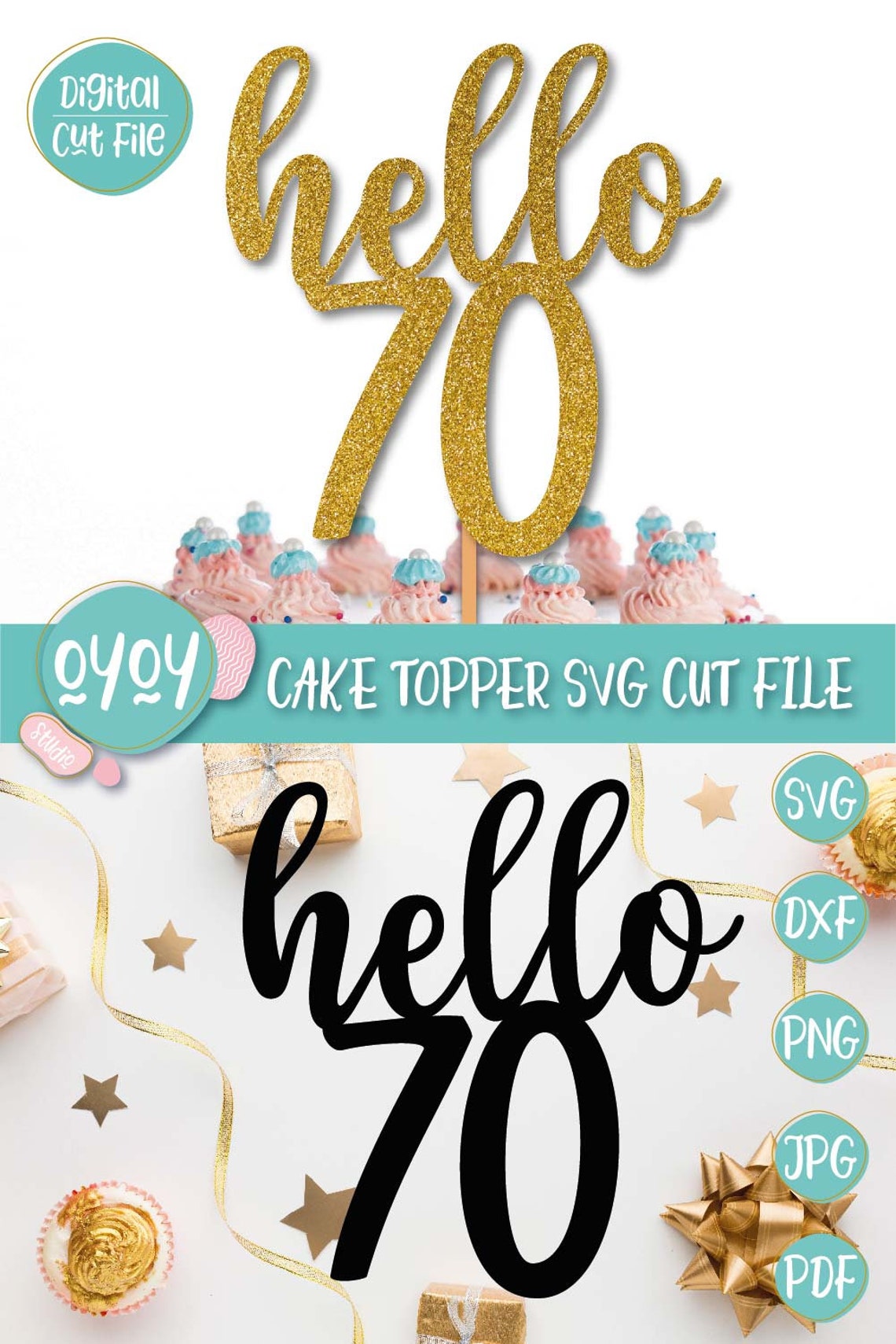 Hello 70 Cake Topper SVG 70th Birthday SVG Hello 70 Svg - Etsy