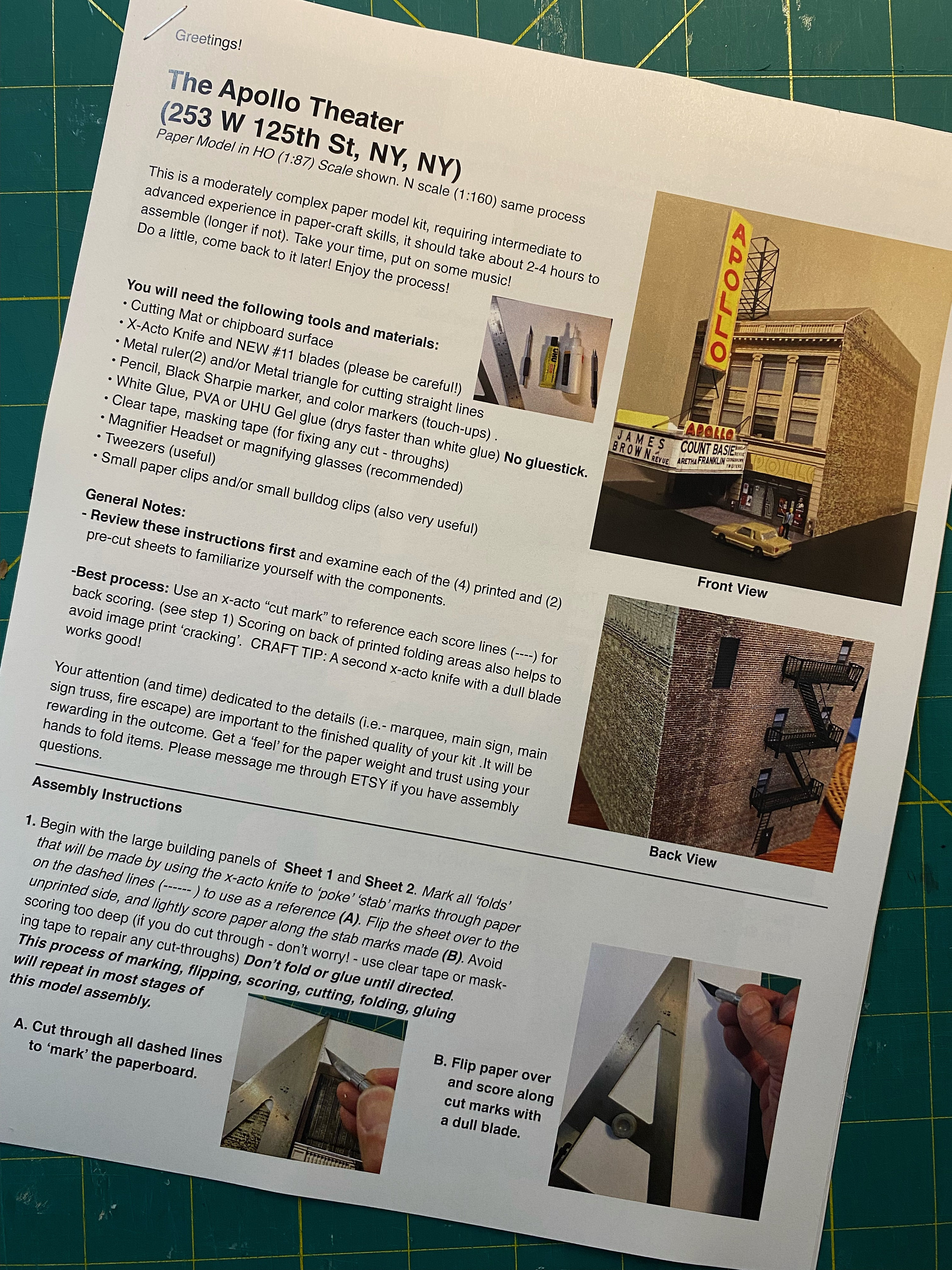 The Apollo Theater - (HO Scale 1:87) Model Kit - Etsy