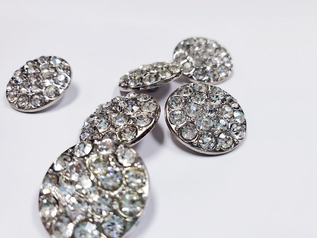 Jewel Buttons Rhinestone Buttons DIY Shank Buttons / Set of 6 or 12 / ...