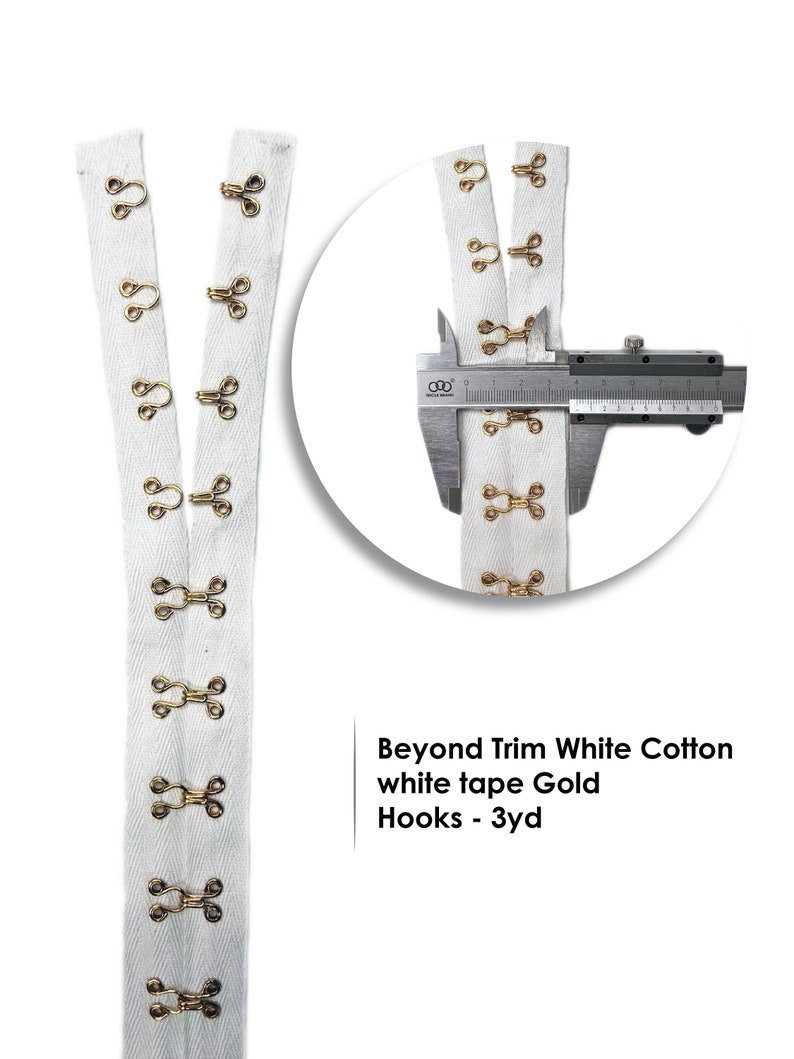 Black / White Hook and Eye Tape Trim With 1 Cotton Tape - Etsy