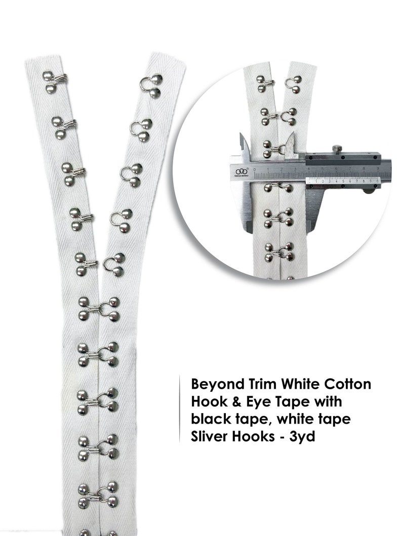 Black / White Hook and Eye Tape Trim With 1 Cotton Tape - Etsy