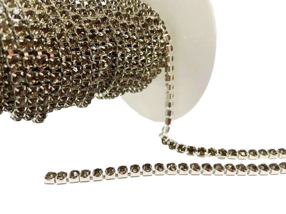 Smoke Black Rhinestone Chain by Yard With Clear Crystal DIY - Etsy