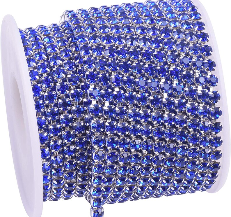 SLIVER Rhinestone Chain by Yard With Clear Crystal 3mm 4mm - Etsy