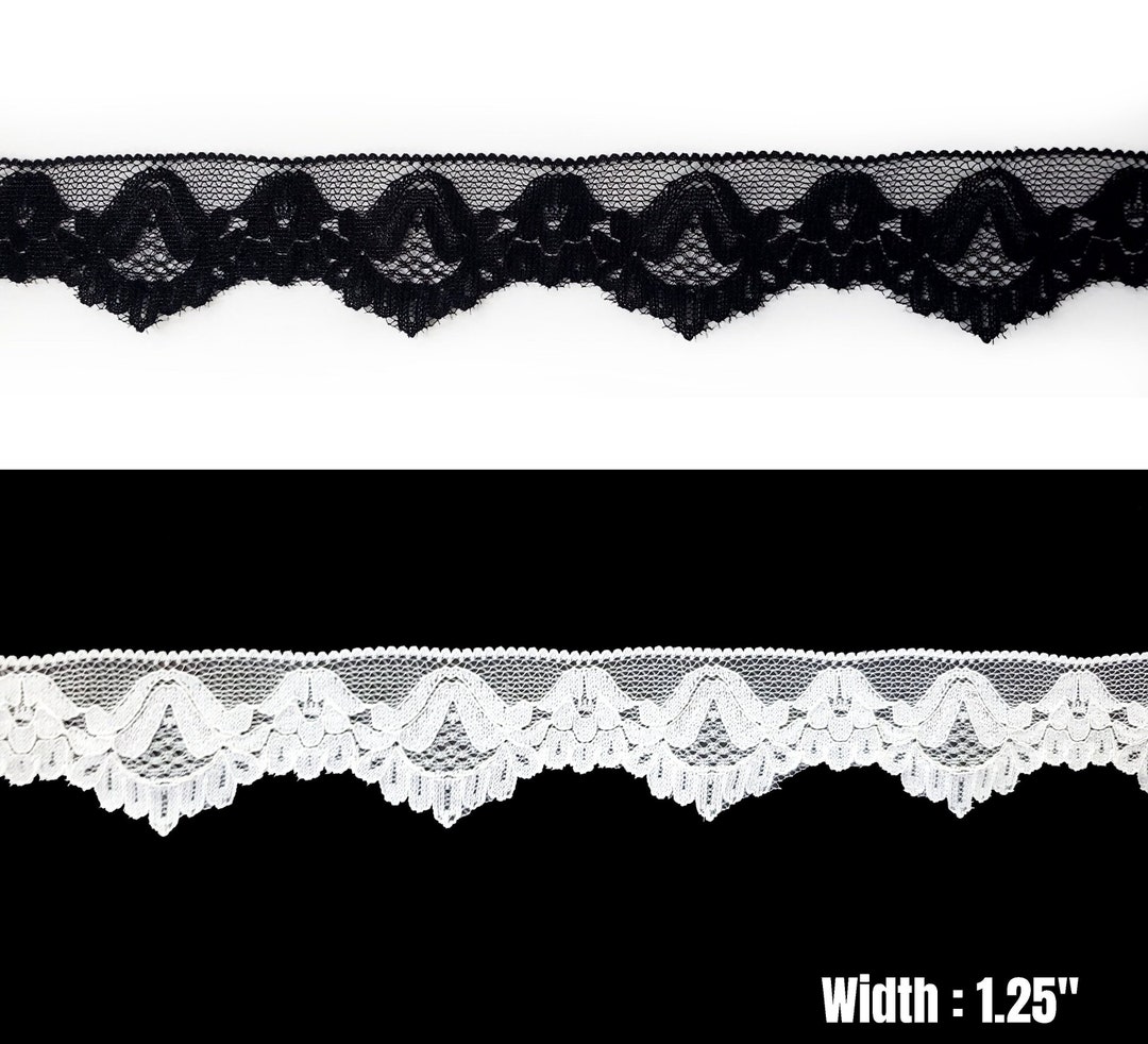 Stretch Lace Trims Sold by Yardage // Black and White Stretchy Lace ...