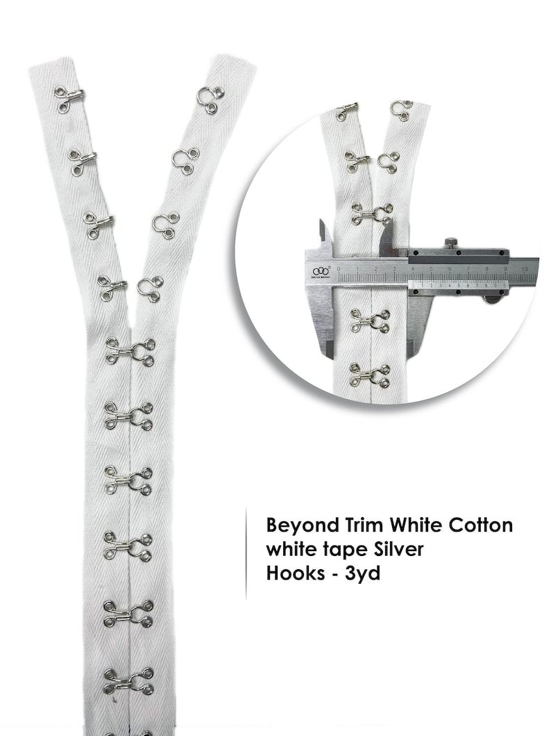 Black / White Hook and Eye Tape Trim With 1 Cotton Tape - Etsy