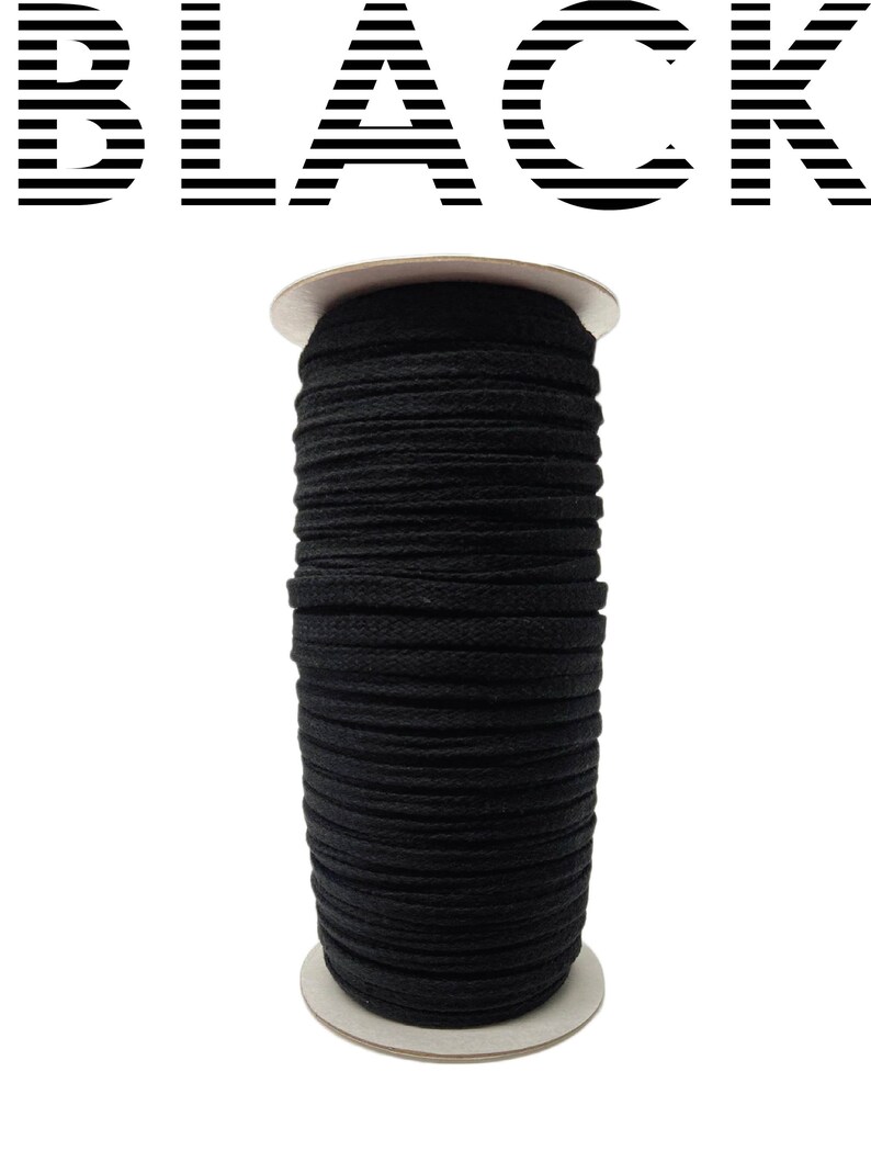 Beyond Trim 3/8" Cotton Black / White Flat Draw String Draw Cord Trim ...