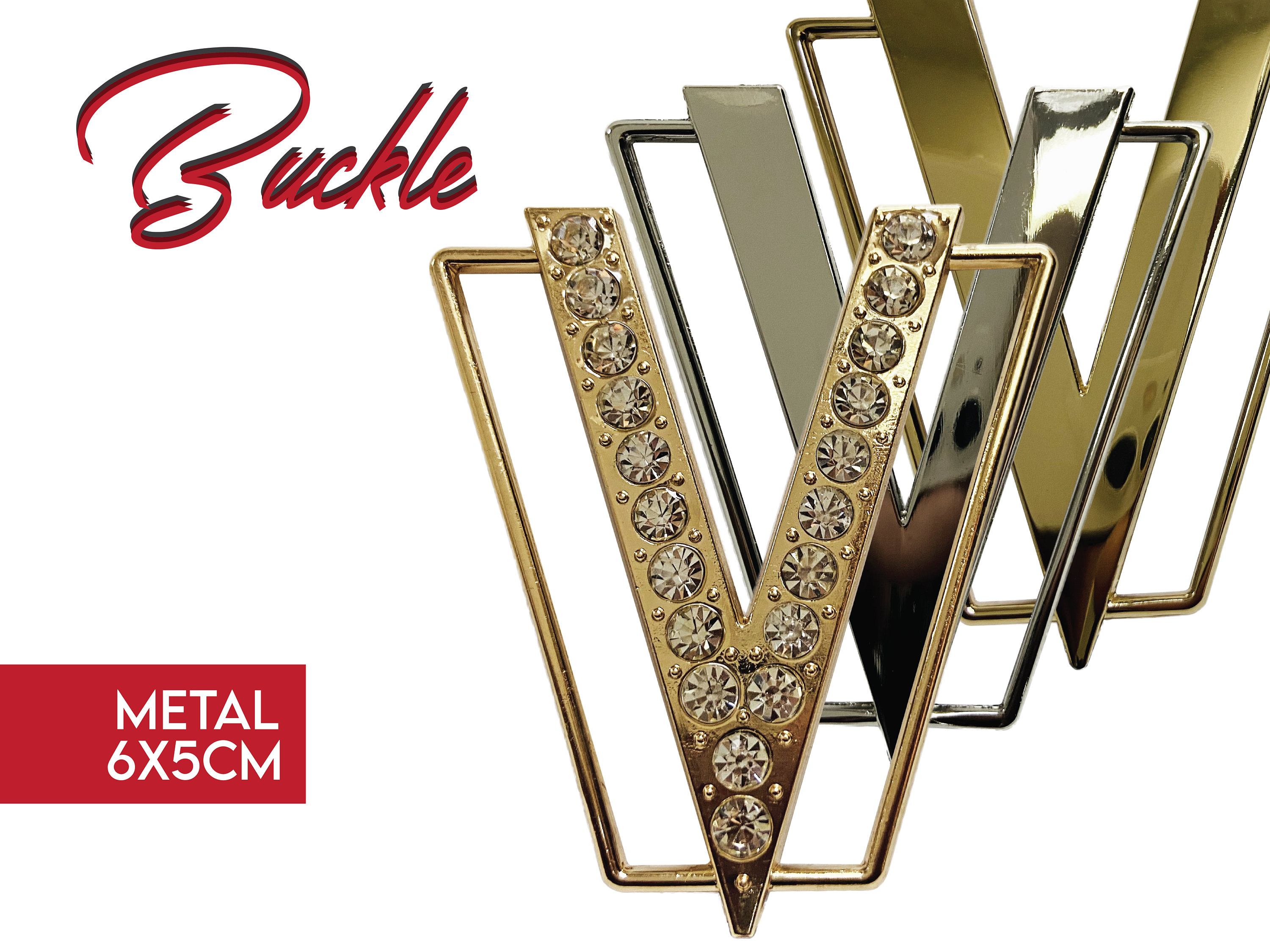 V-buckle Shape Buckle by 5 Pcs Nickel Gold Rhinestone | Etsy