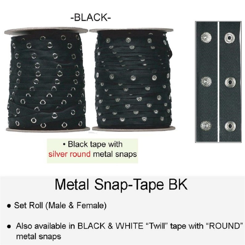 Beyond Trim Snap Button Tape 1 Inch Twill Fastener Metal | Etsy