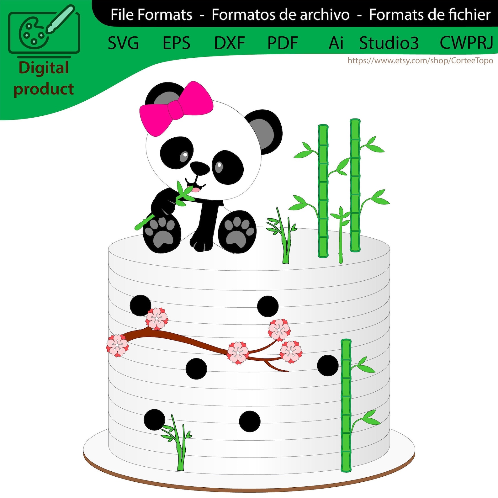 Little Panda and Bamboo Cake Topper Cake Decoration | Etsy