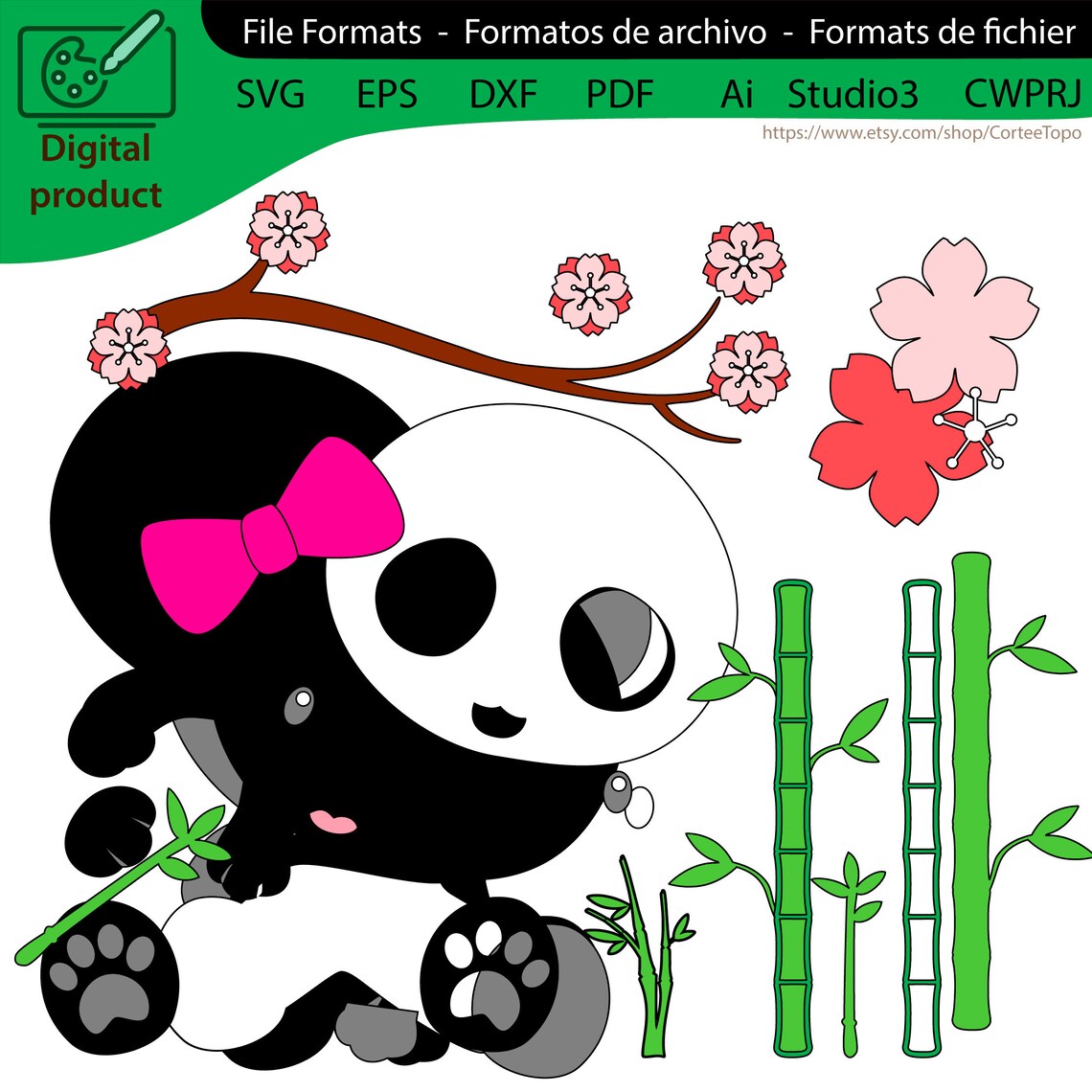 Little Panda and Bamboo Cake Topper Cake Decoration | Etsy