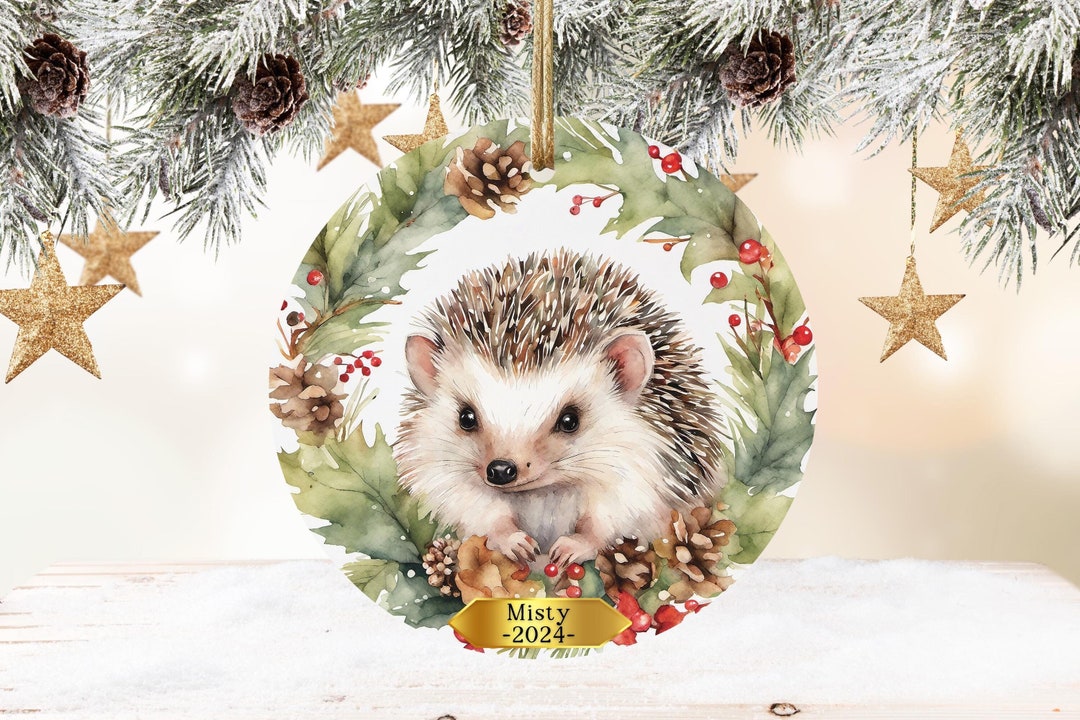 Custom Hedgehog Christmas Ornament, Personalized Hedgehog Gift, Holiday ...