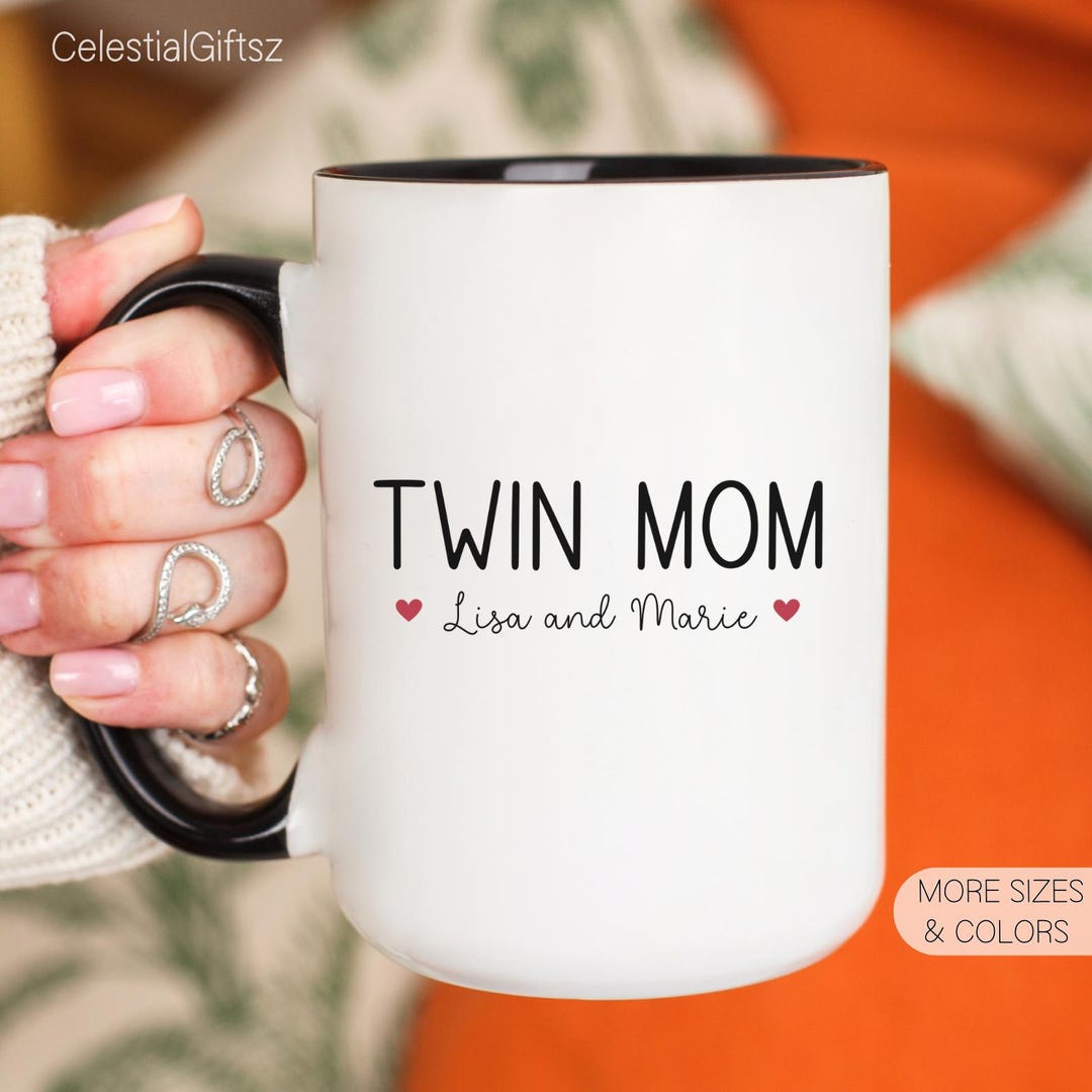 Custom Twin Mom Coffee Mug, Personalized Baby Names Reveal, Pregnancy ...