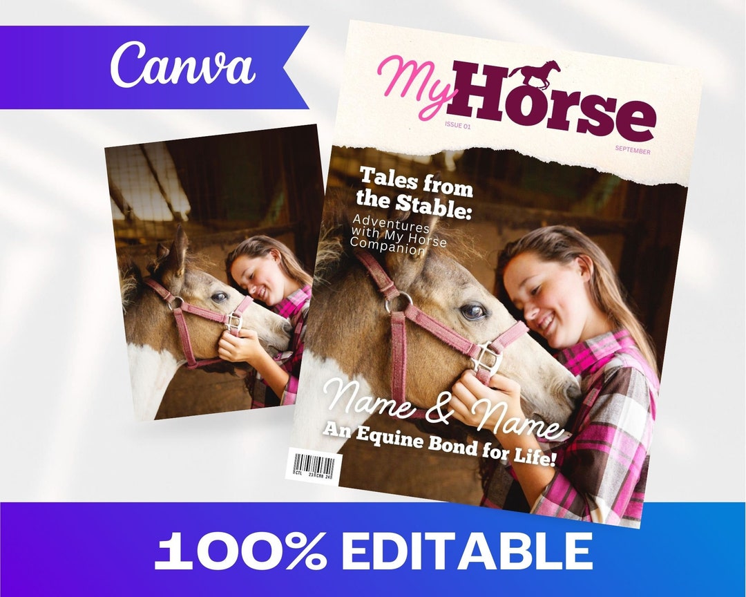 My Horse Magazine Cover Canva Template Custom Magazine Cover Canva ...