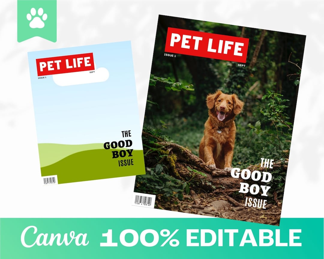Pet Magazine Cover Canva Template Custom Magazine Cover Canva Magazine ...
