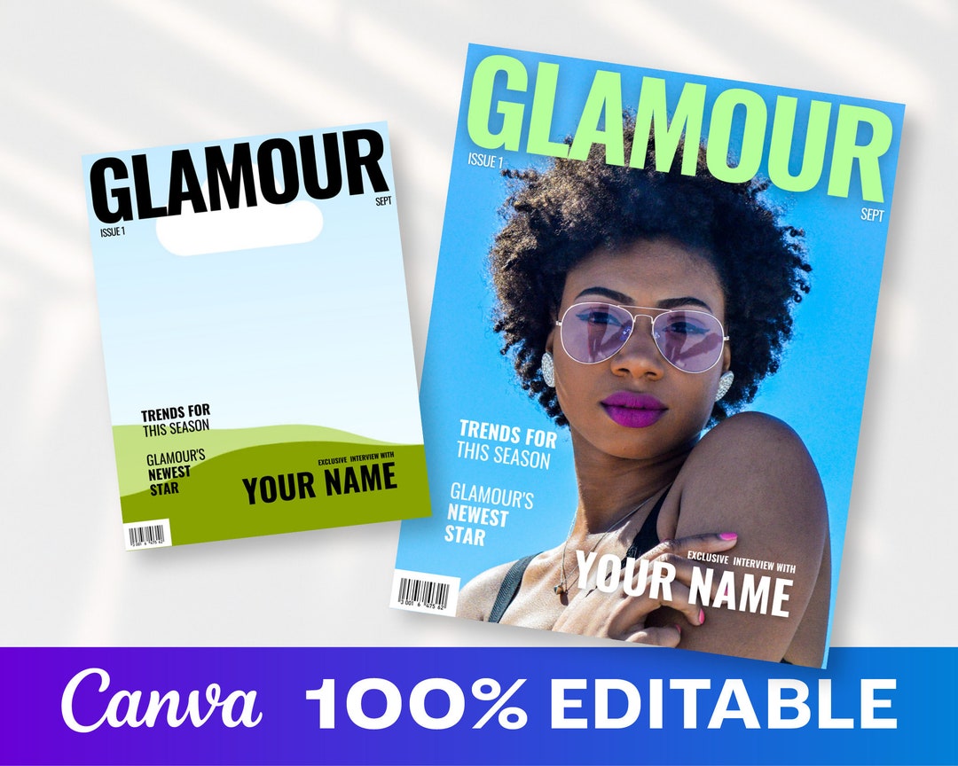 Glamour Magazine Cover Canva Template Custom Magazine Cover Canva ...