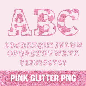 Pink Glitter Cow Print PNG Letters, Cow Clipart, Alphabet Pngs, PNG ...