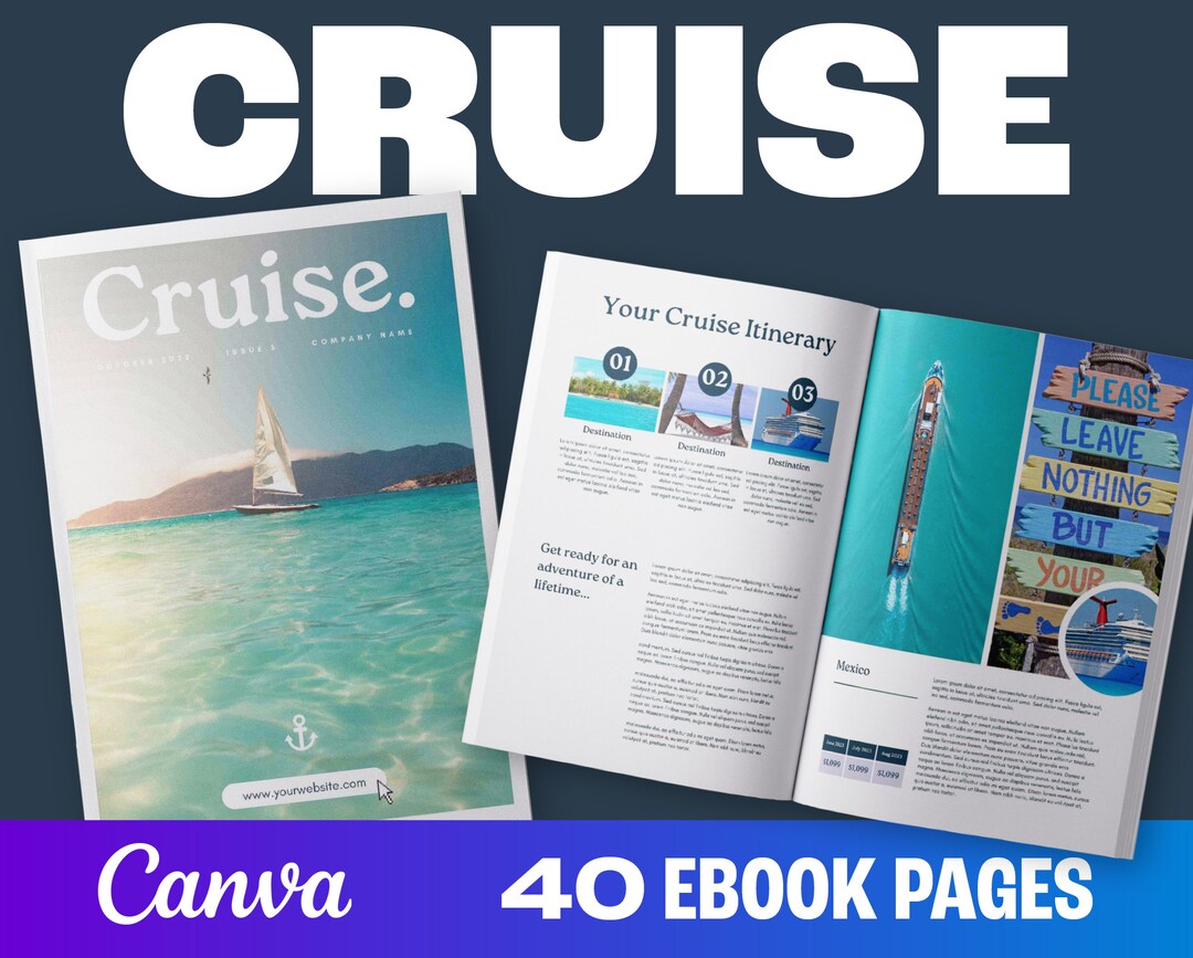 Travel Ebook Template for CANVA Cruising Vacation Ebook Minimal Beach ...