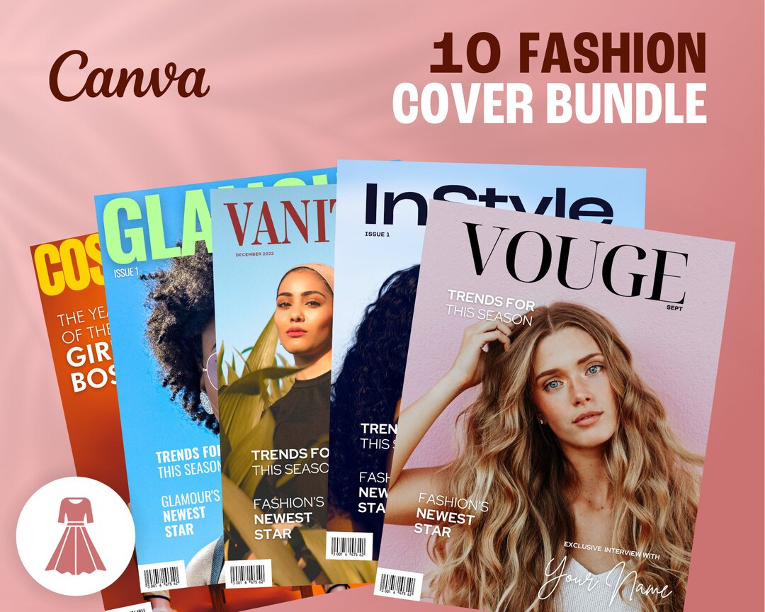 Fashion Canva Magazine Cover Template BUNDLE Custom Magazine Cover ...
