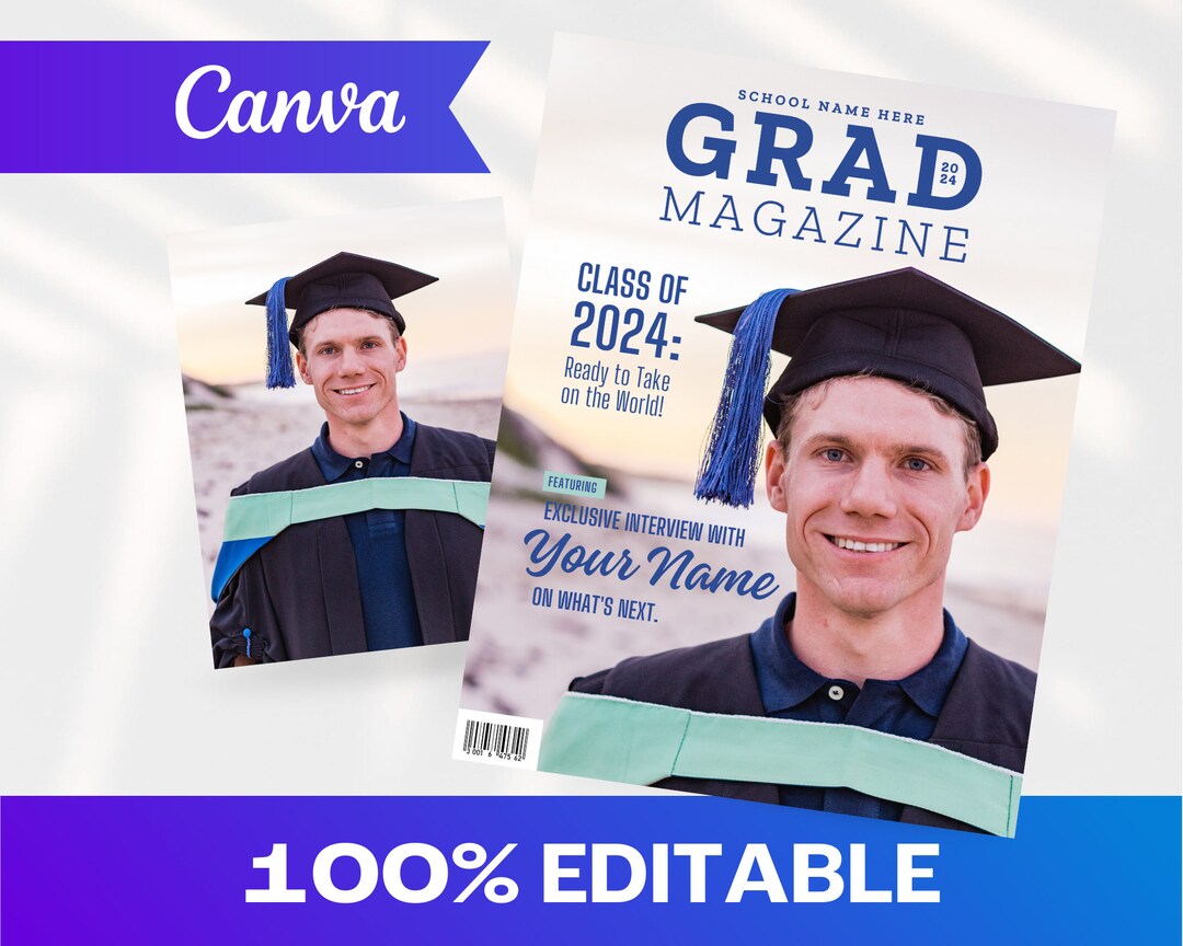 Grad Magazine Cover Canva Template Custom Magazine Cover Canva Magazine ...