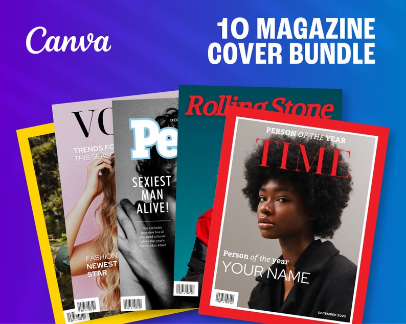 Canva Magazine Cover Template BUNDLE: Fashion Lifestyle - Etsy Canada