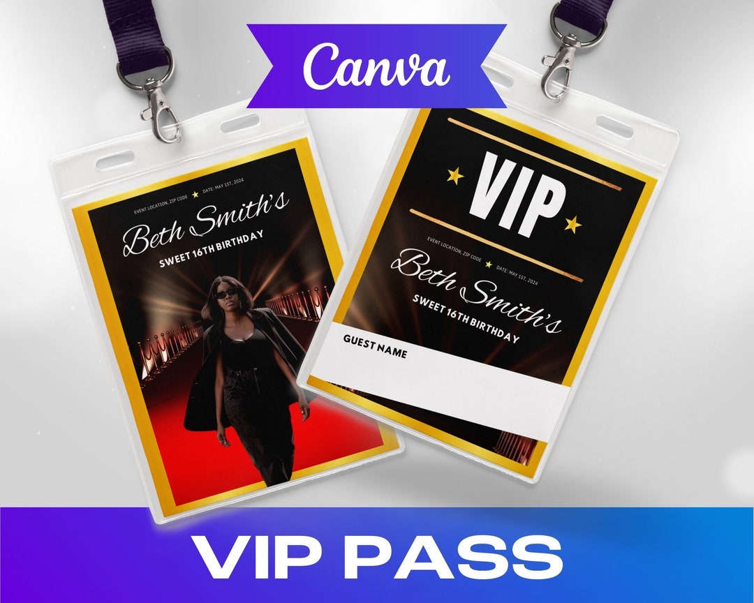 Hollywood VIP Pass Canva Template Birthday Event Digital Download ...