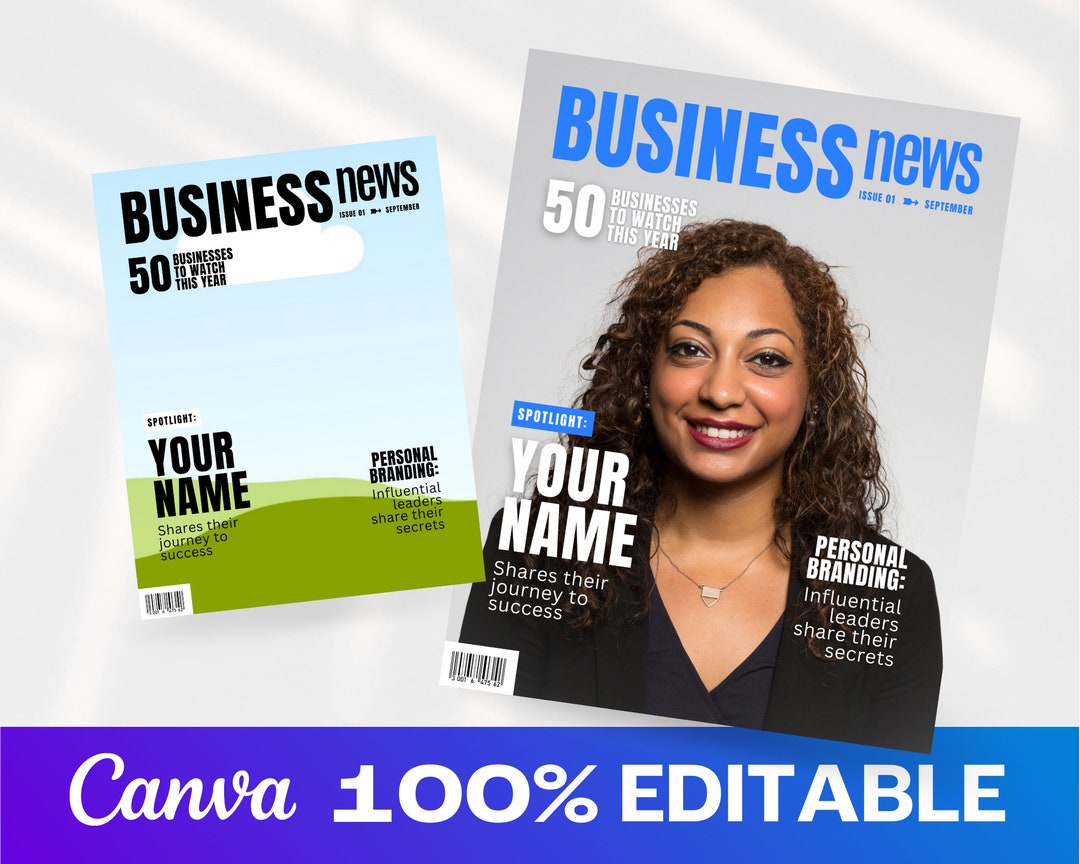 Business News Magazine Cover Canva Template Custom Magazine Cover Canva ...