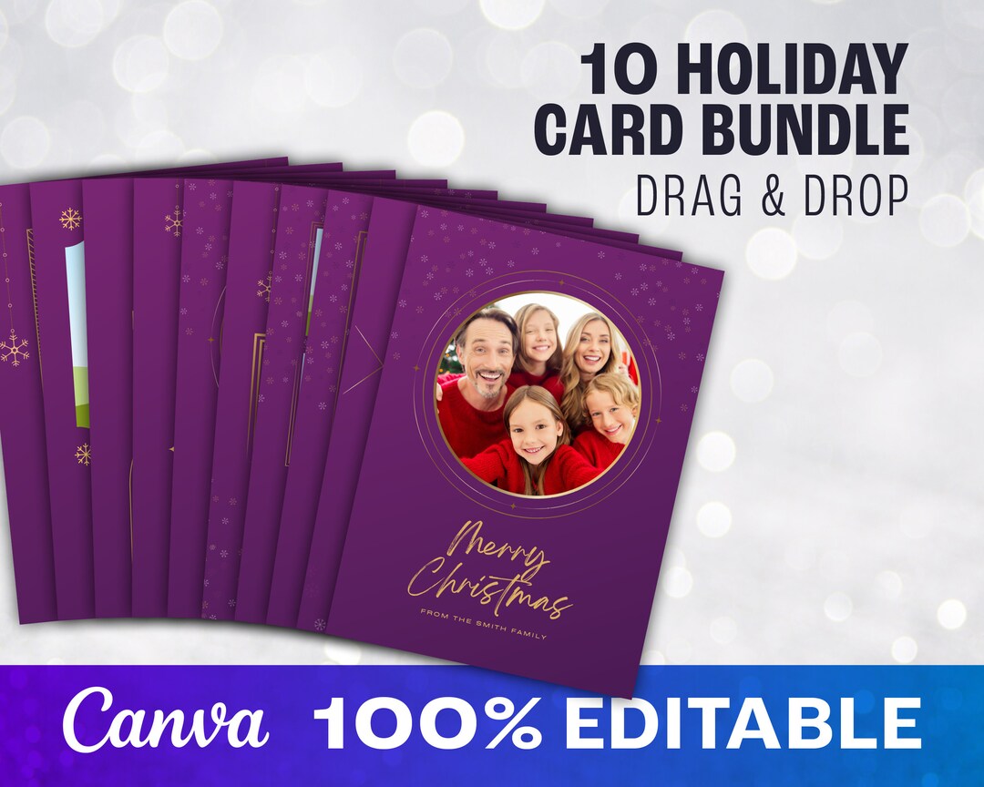 Canva Christmas Card Template 5x7, Photo Card, Merry Christmas Card ...