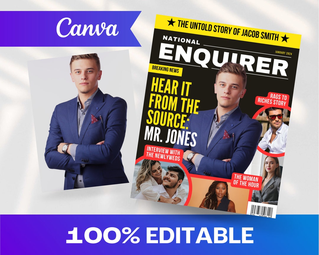 Tabloid Magazine Cover Canva Template Custom Magazine Cover Canva ...