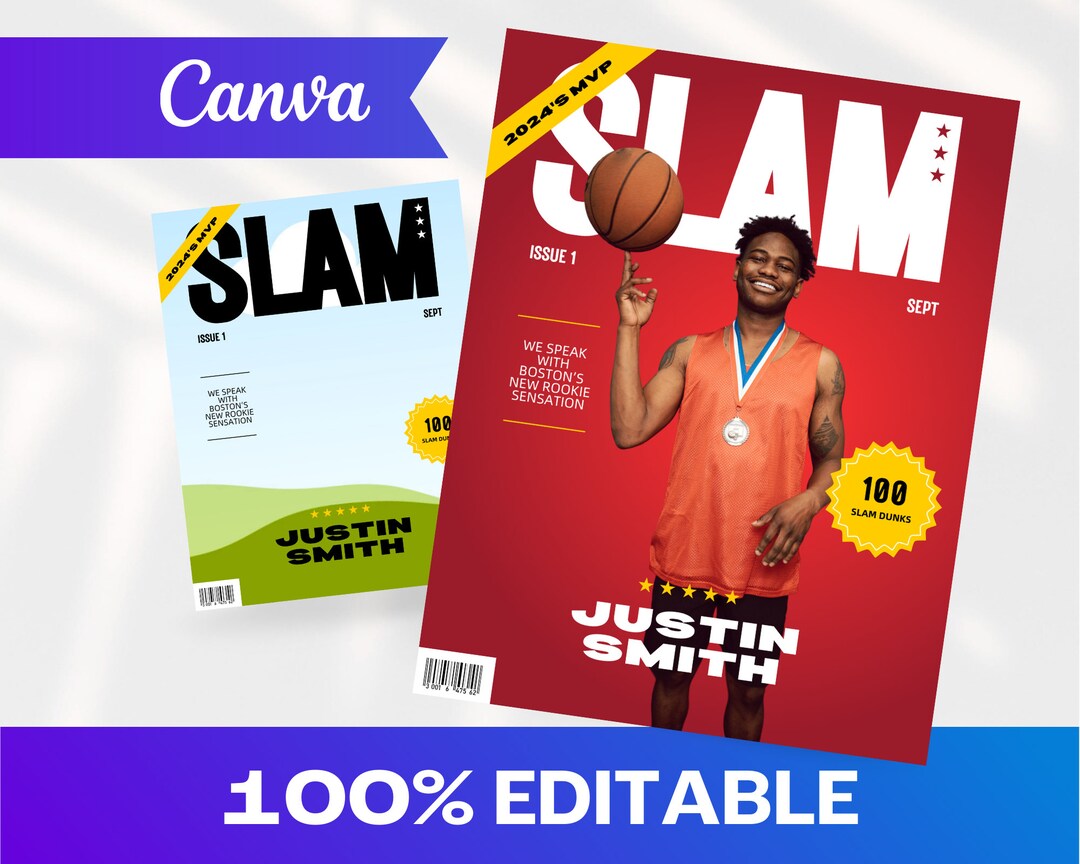 Basketball Magazine Cover Canva Template Custom Magazine Cover Canva ...
