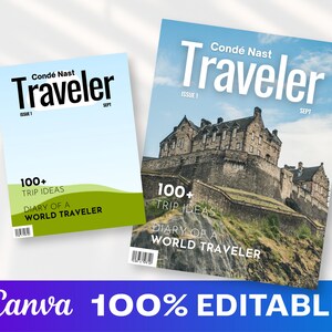 Travel Magazine Cover Canva Template Custom Magazine Cover - Etsy