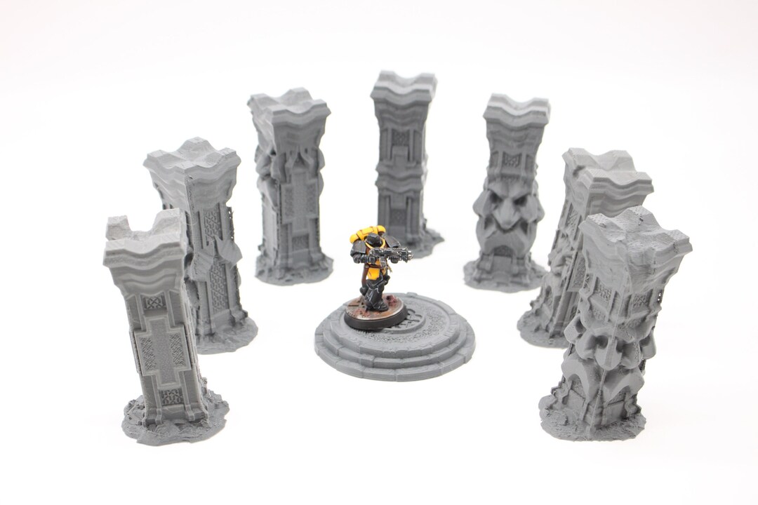 3D Printed 7 Dwarf Pillars Altar Scenery Scatter Terrain for 28mm Dnd ...