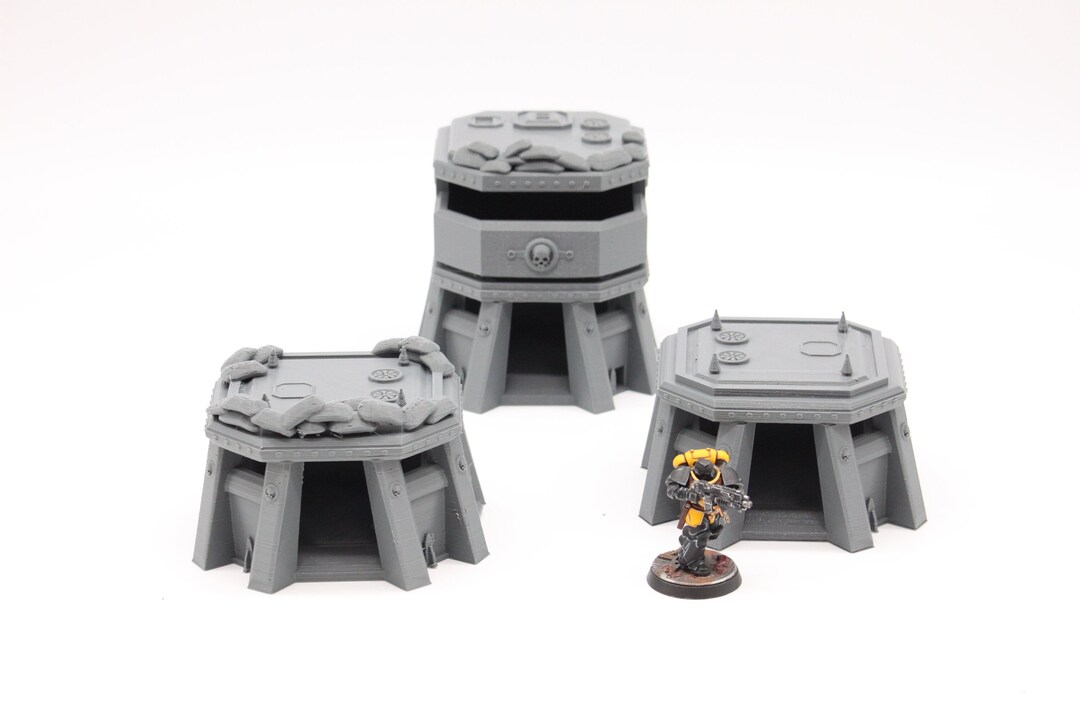 Three WW2 Pillbox War Bunkers Scenery Terrain for 28mm Tabletop ...