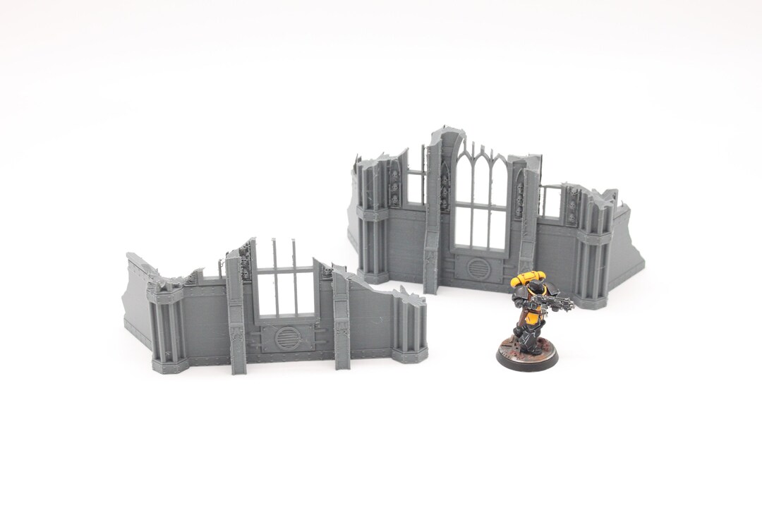 Two 3D Printed Barricade Gothic Ruined Walls Scatter Terrain for 28mm ...
