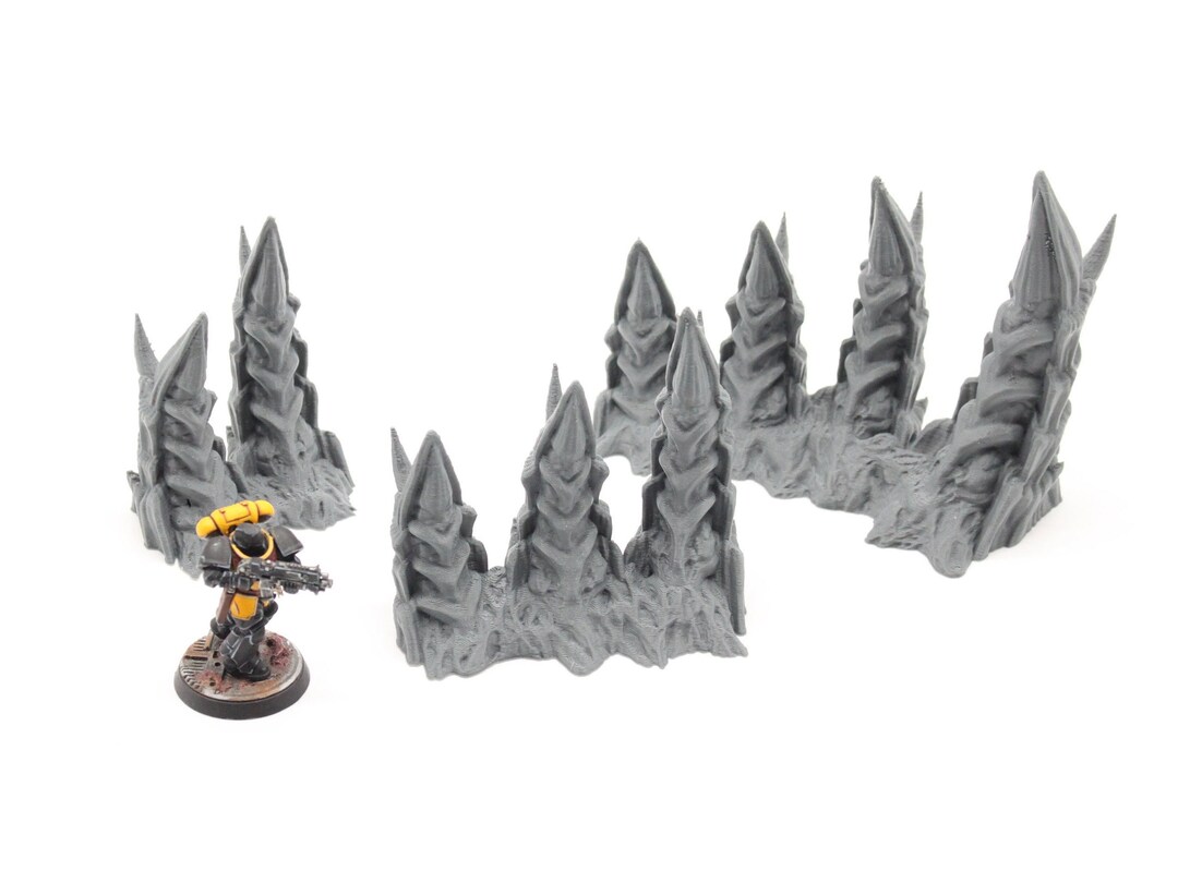 Three Large 3D Printed Bio Corrupted Alien Spikes Terrain Scenery for ...