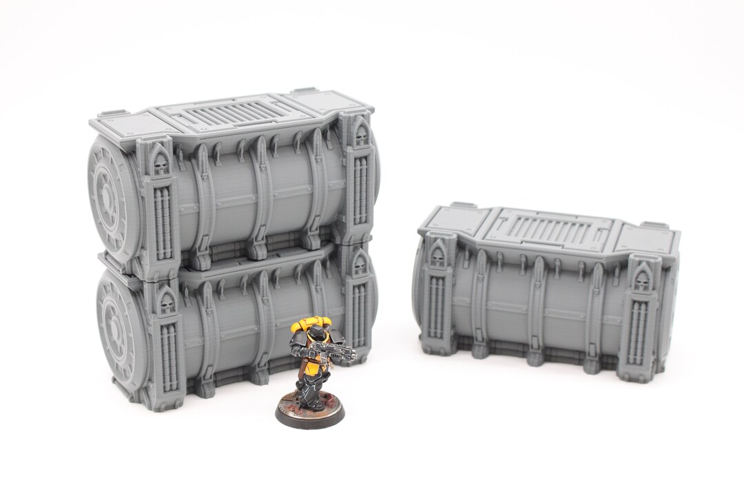 Three 3D Printed Silo Shipping Containers Scenery Scatter Terrain for ...
