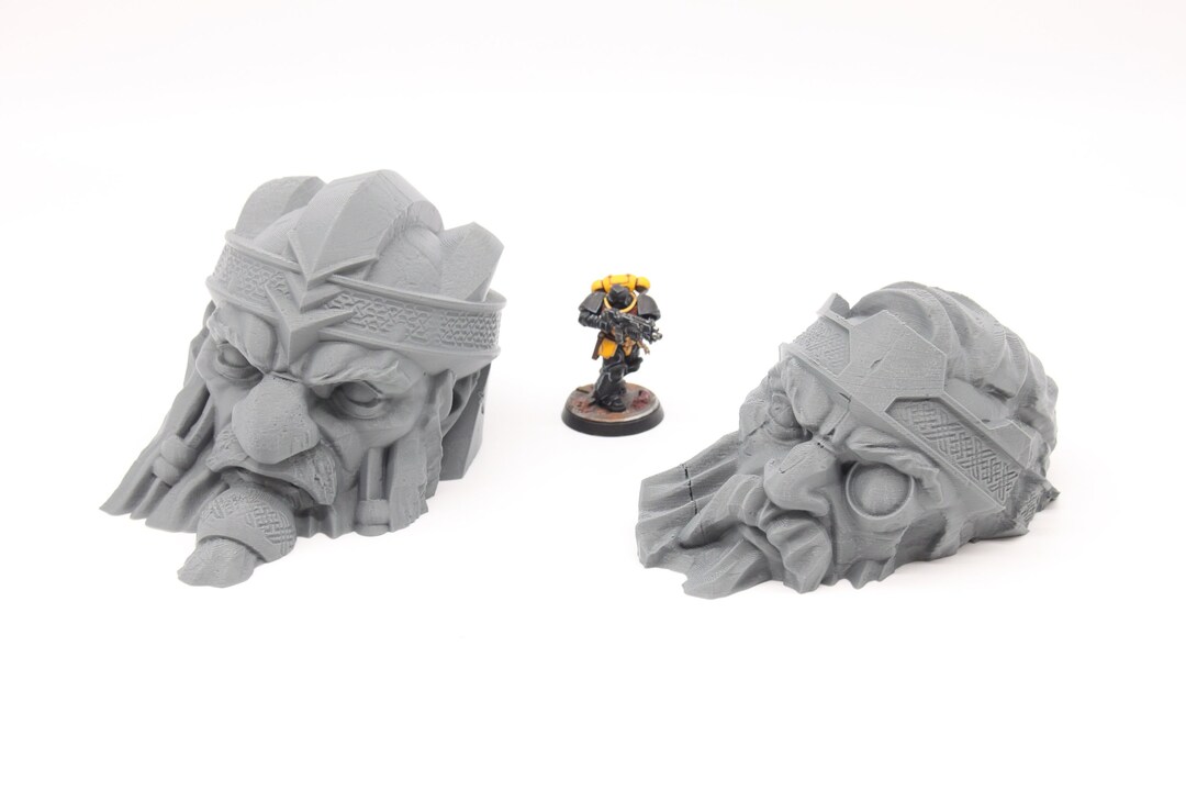 3D Printed Fallen Dwarf Statue Heads Scenery Scatter Terrain for 28mm ...