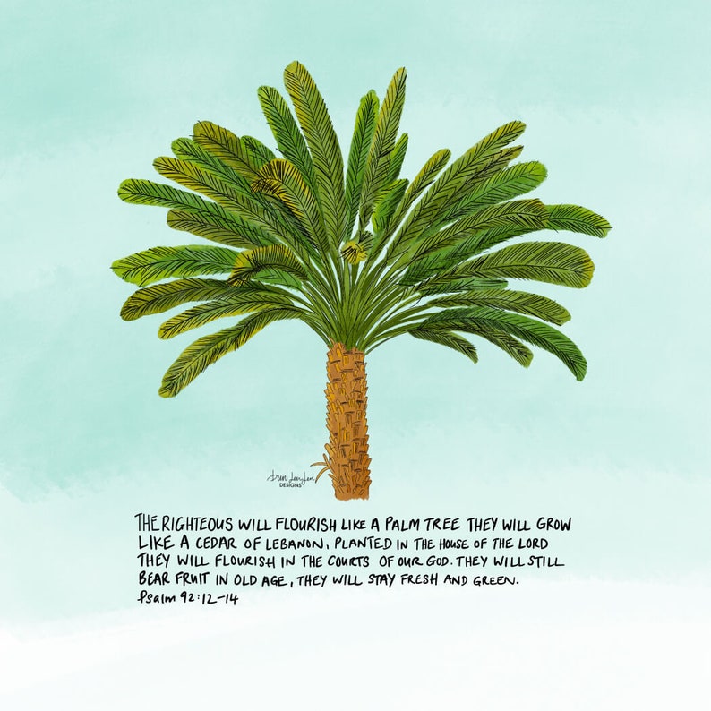 Palm Tree | Psalm 92:12 | Art Print | Bible Verse Art | Palm Tree ...