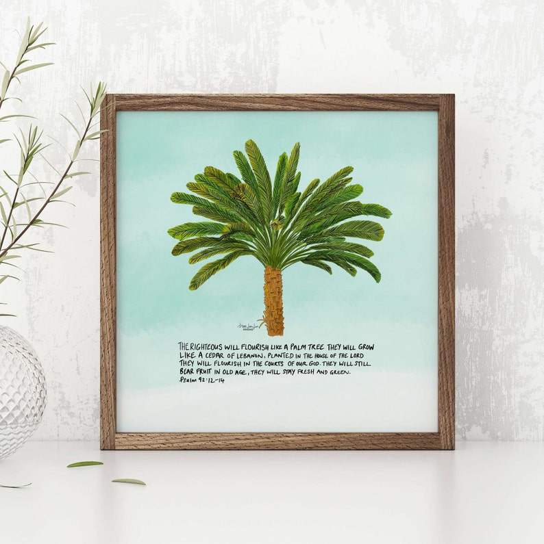 Palm Tree | Psalm 92:12 | Art Print | Bible Verse Art | Palm Tree ...