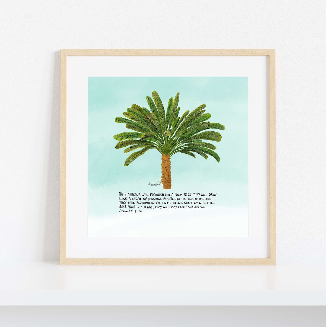 Palm Tree | Psalm 92:12 | Art Print | Bible Verse Art | Palm Tree ...
