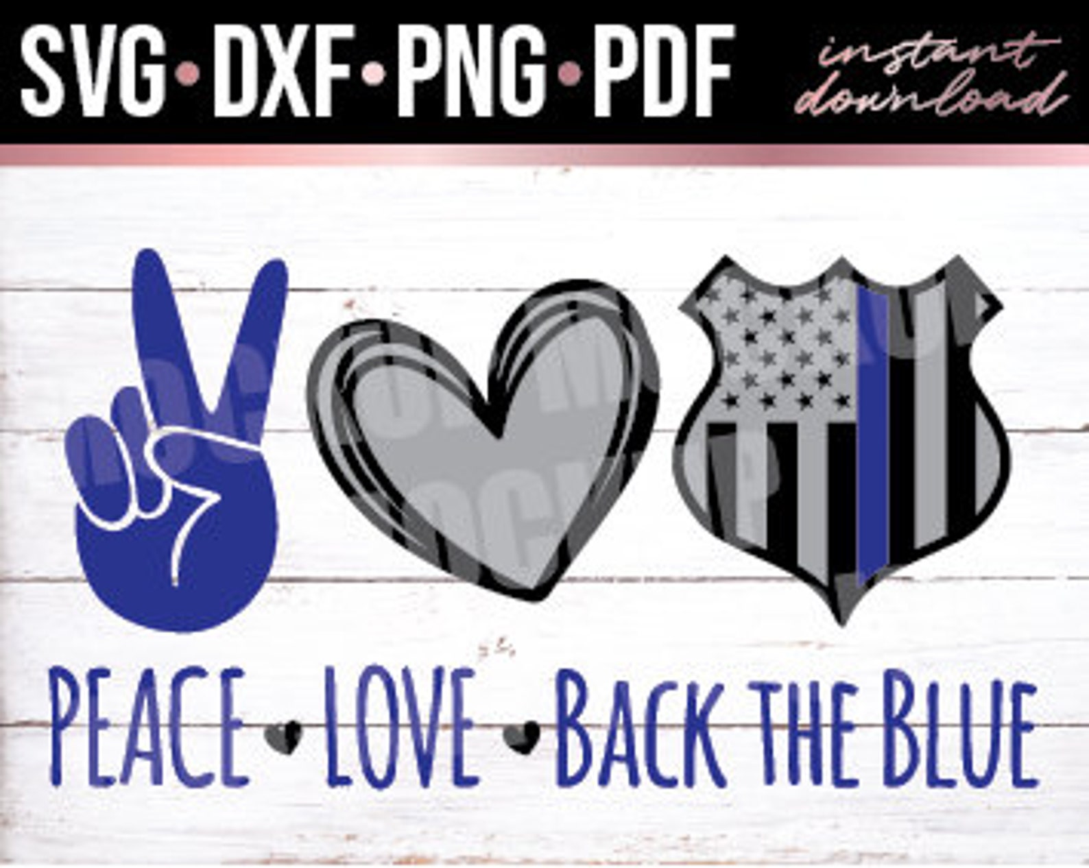 Peace Love Back the Blue Thin Blue Line Police Daughter Wife - Etsy