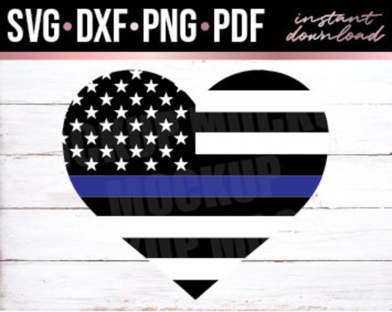Thin Blue Line Heart Flag Instant Download Cut File Svg - Etsy