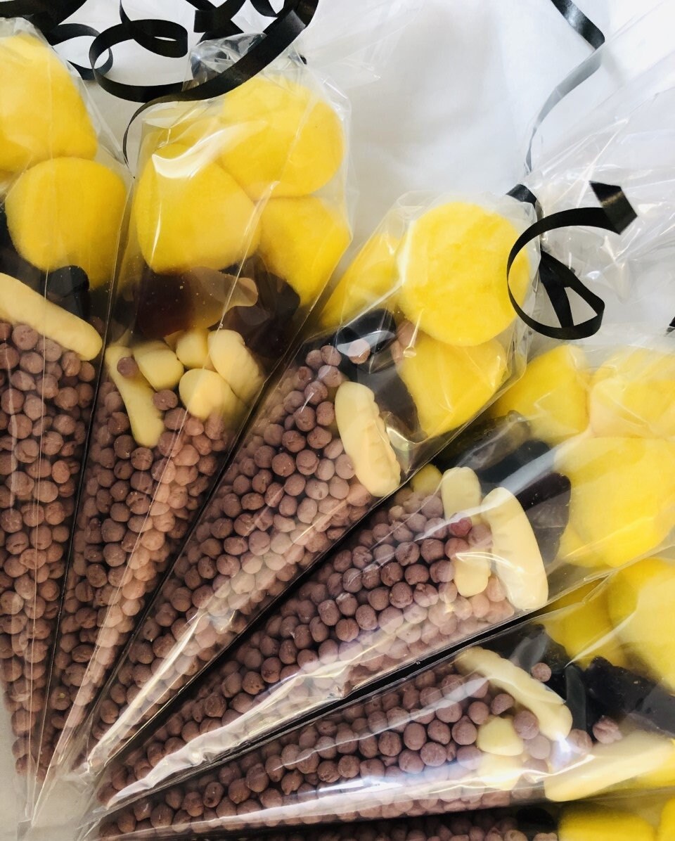 Yellow & Brown Sweet Candy Cones Sweets Party Bags Filled Bag - Etsy UK