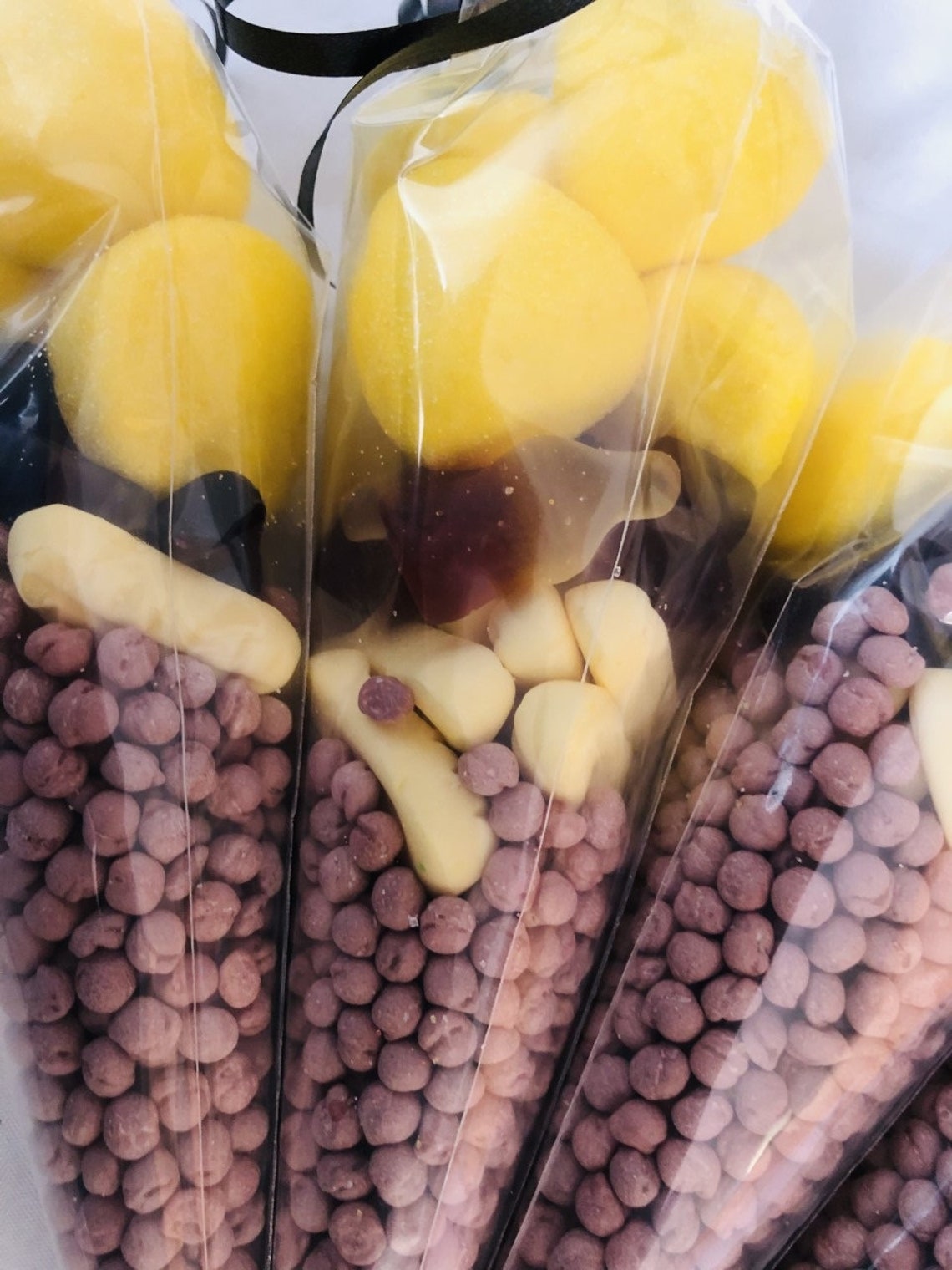 Yellow & Brown Sweet Candy Cones Sweets Party Bags Filled Bag - Etsy UK
